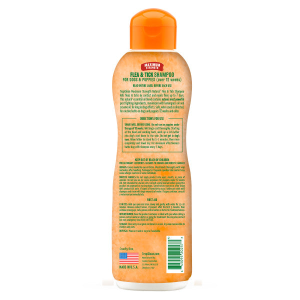 TropiClean Natural Flea & Tick Maximum Strength Shampoo for Dogs - Yelm ...
